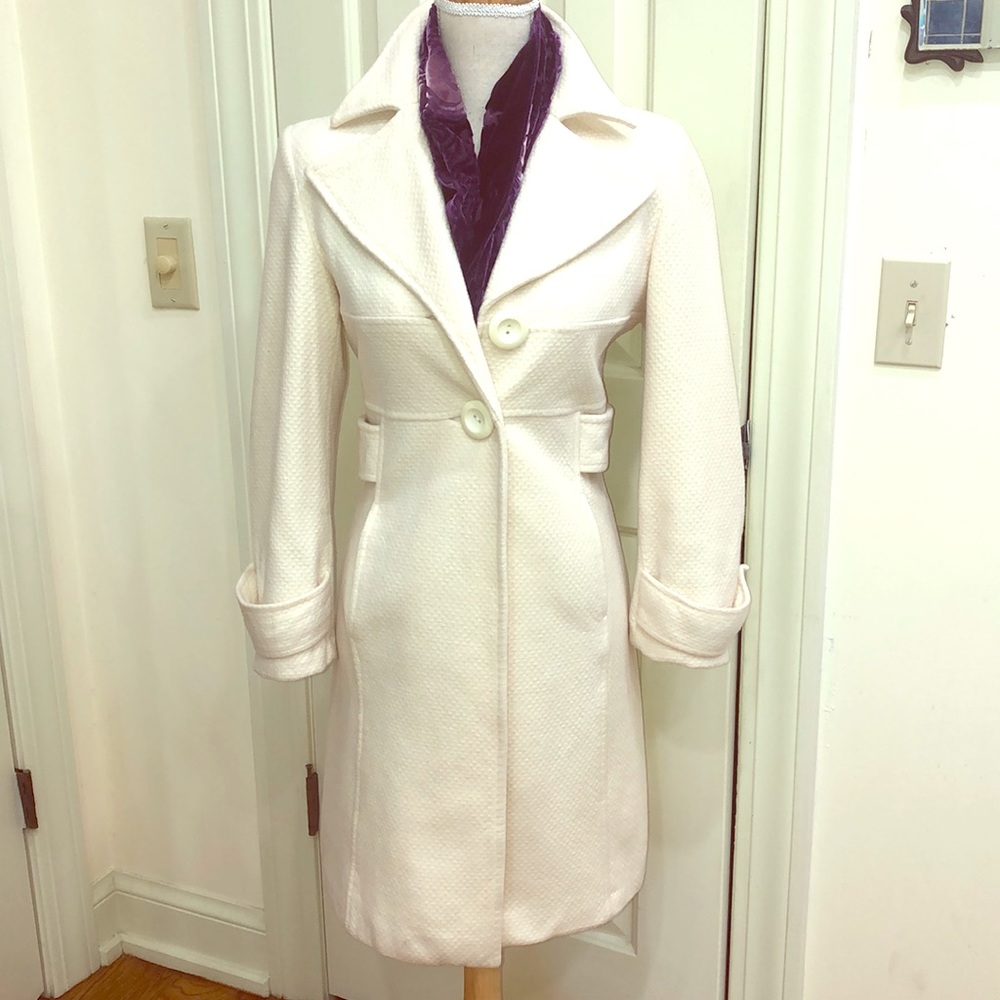 Virgin Wool Winter White Long Coat - Gem